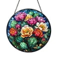 Cactus Flower Stained Glass Suncatcher, Round Window Hanging, Pink ...