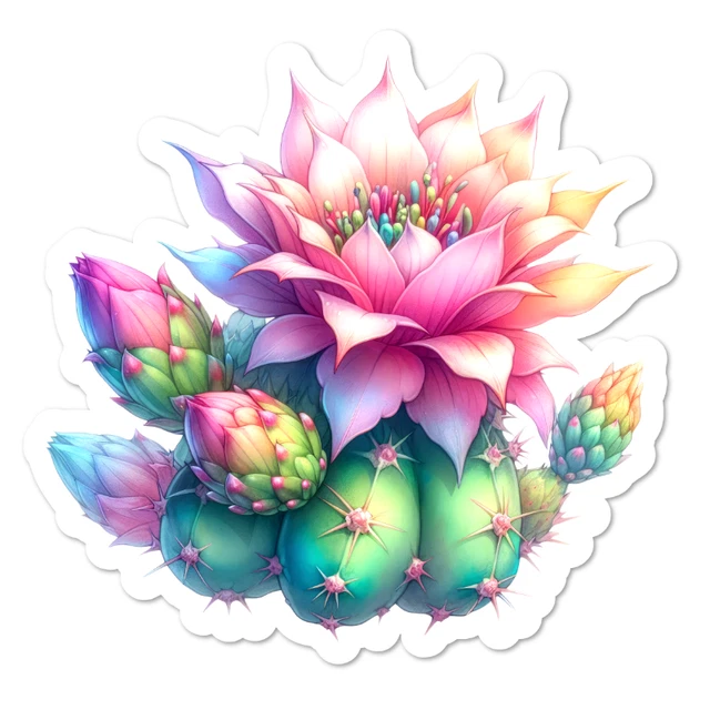 Cactus Flower Sticker, Water Resistant, Scrapbooking, Laptop,Phone ...