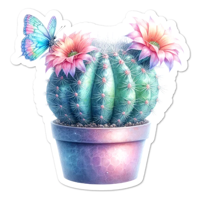 Cactus Flower Sticker, Water Resistant, Scrapbooking, Laptop,Phone ...