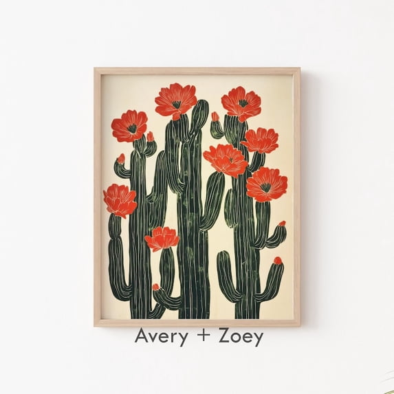 Cactus Flowers, Mid Century Modern Mexico Wall Décor, Trendy Cactus ...