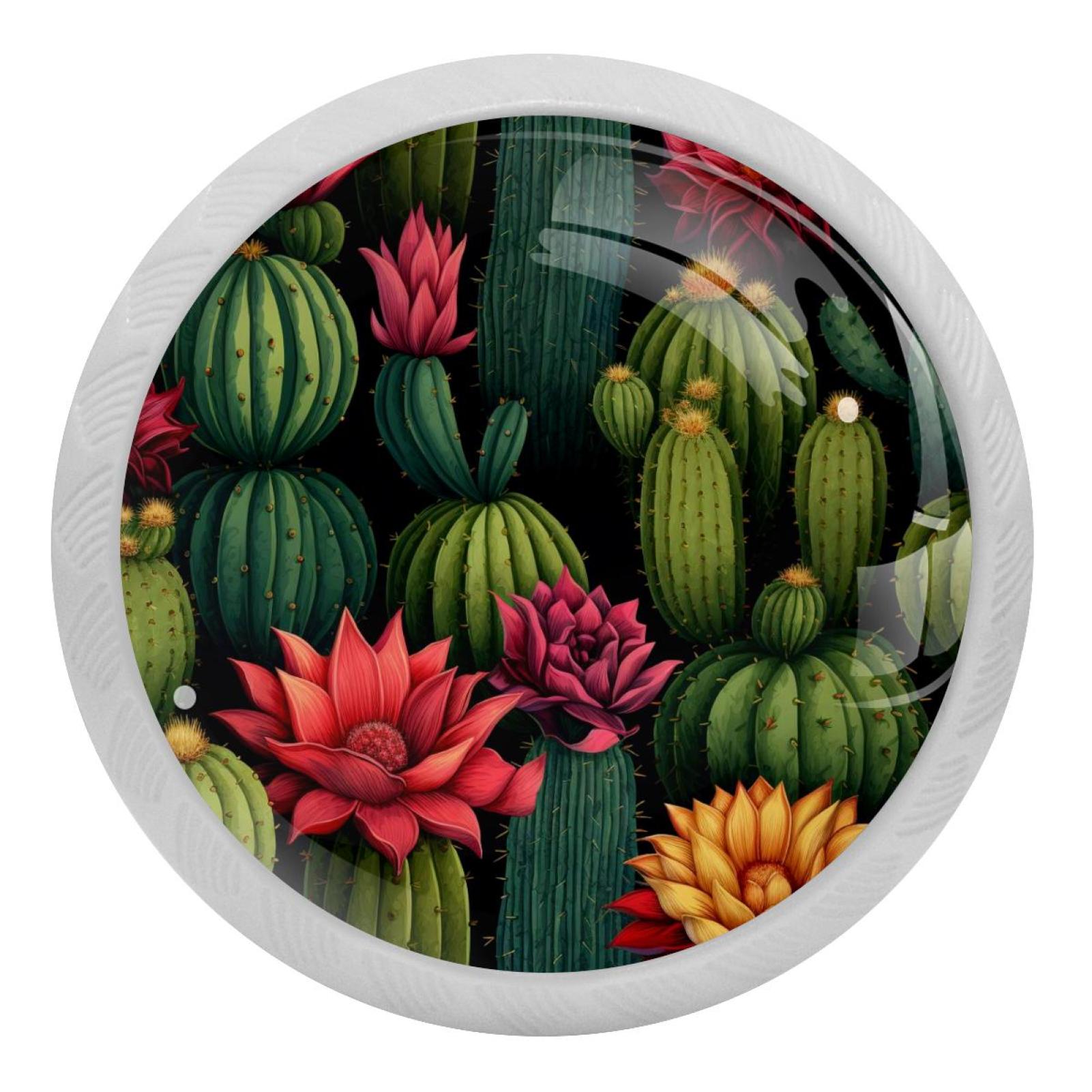 Cactus Fluorescent Drawer Pulls with Screws - Round 4-Pack, Glow-in-the ...