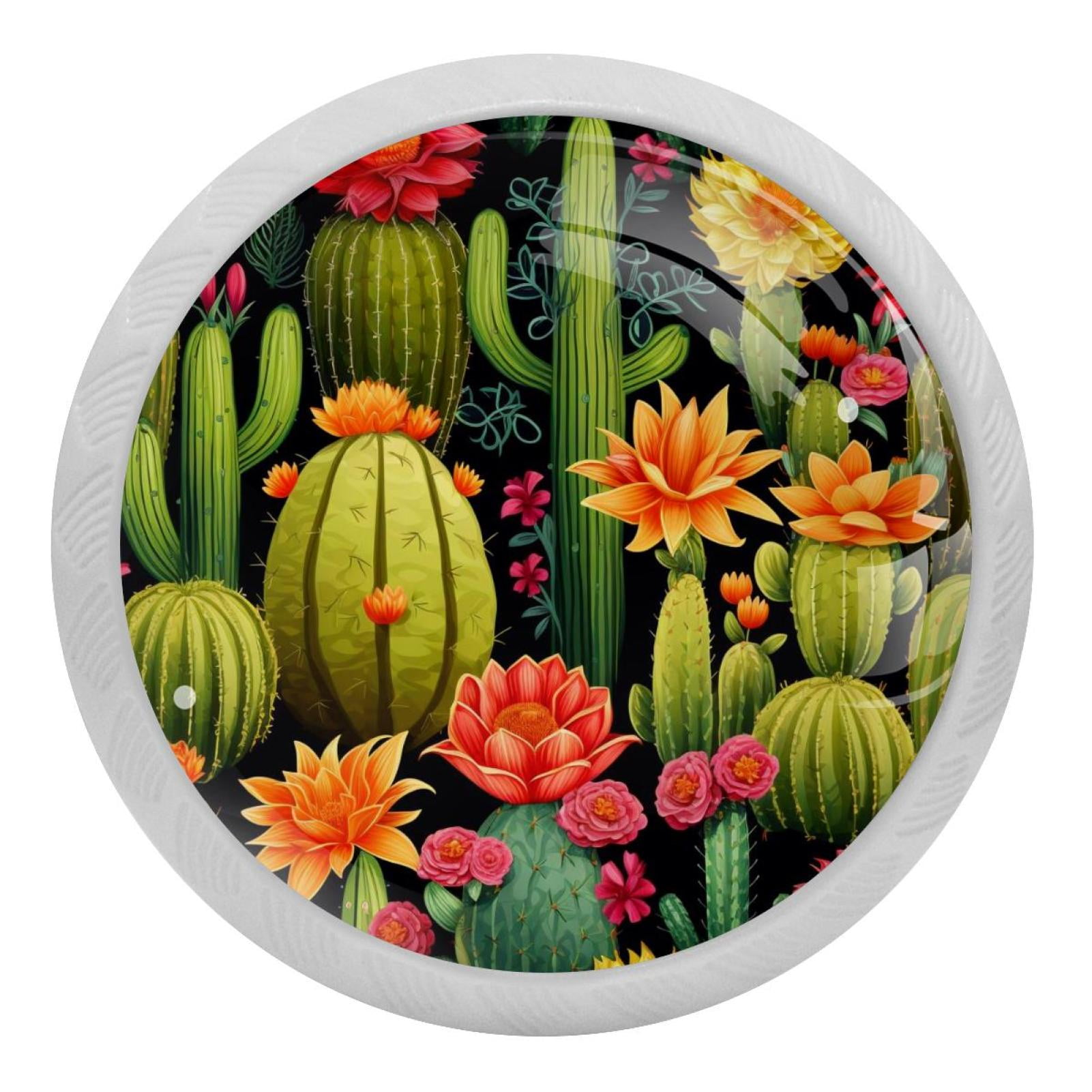Cactus Fluorescent Drawer Pulls with Screws - Round 4-Pack - Glow-in ...