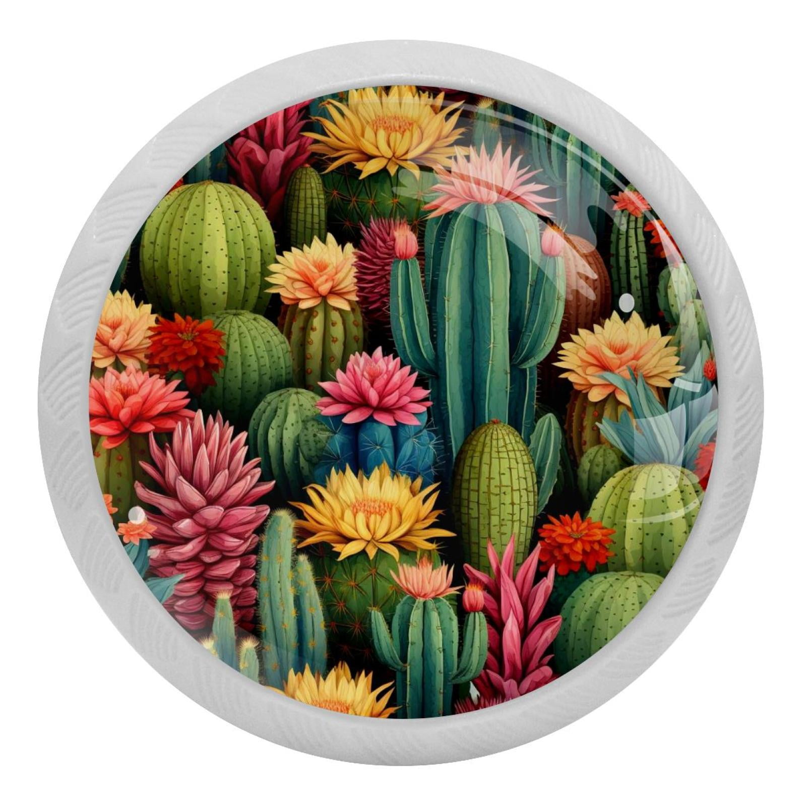 Cactus Fluorescent Drawer Pulls with Screws - Round 4-Pack Glow-in-the ...