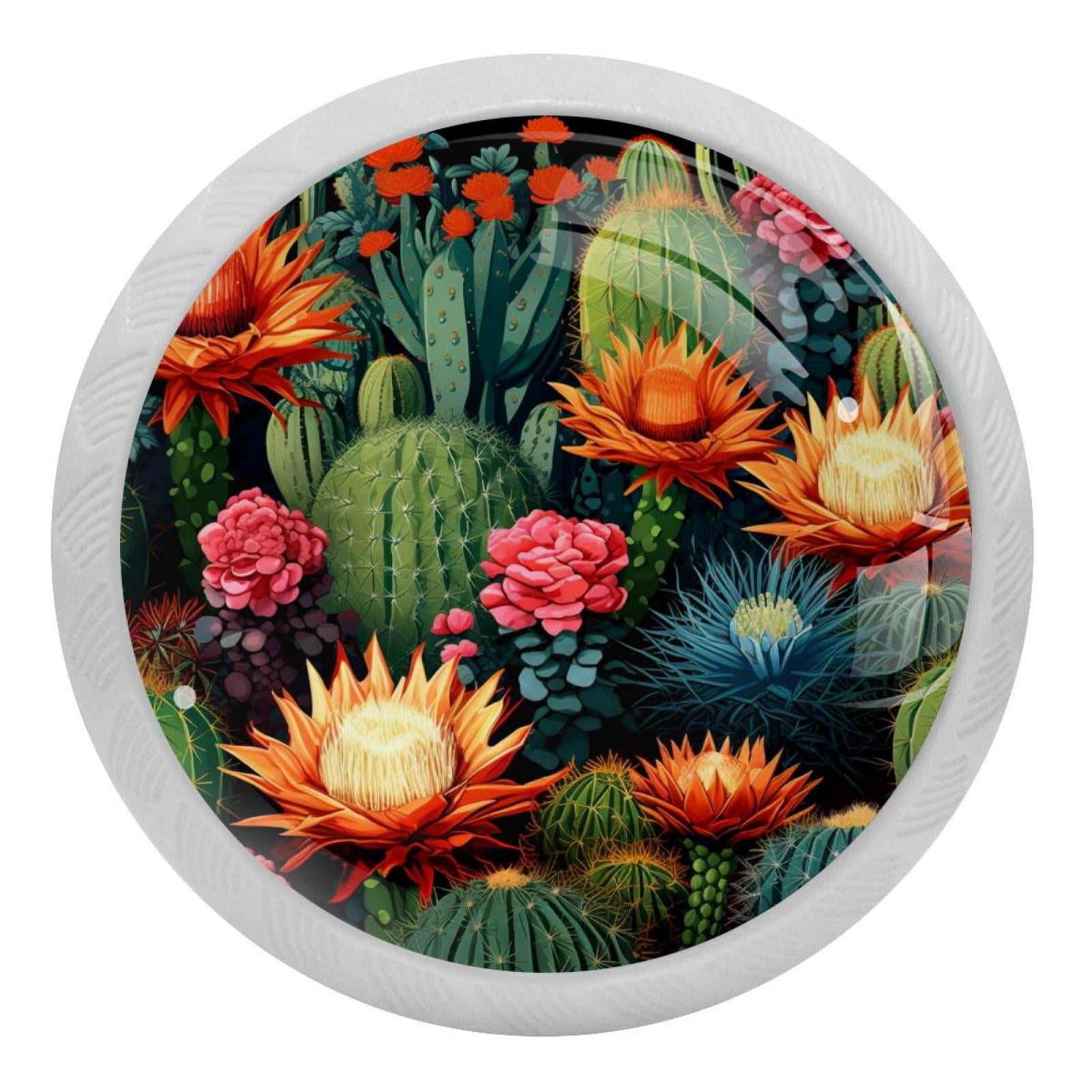 Cactus Fluorescent Drawer Pulls with Screws, Round 4-Pack, Glow-in-the-Dark Cabinet Handles ...