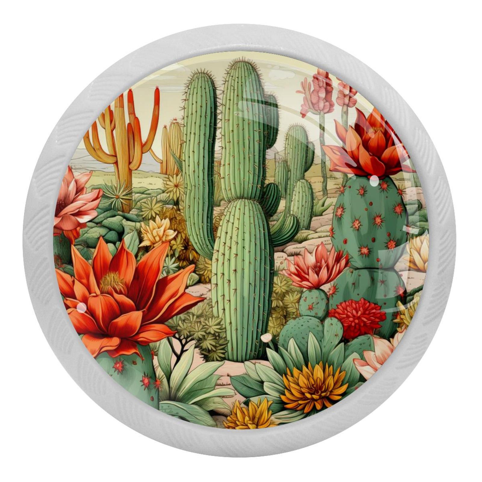 Cactus Fluorescent Drawer Pulls with Screws - Round 4-Pack - Glow-in ...