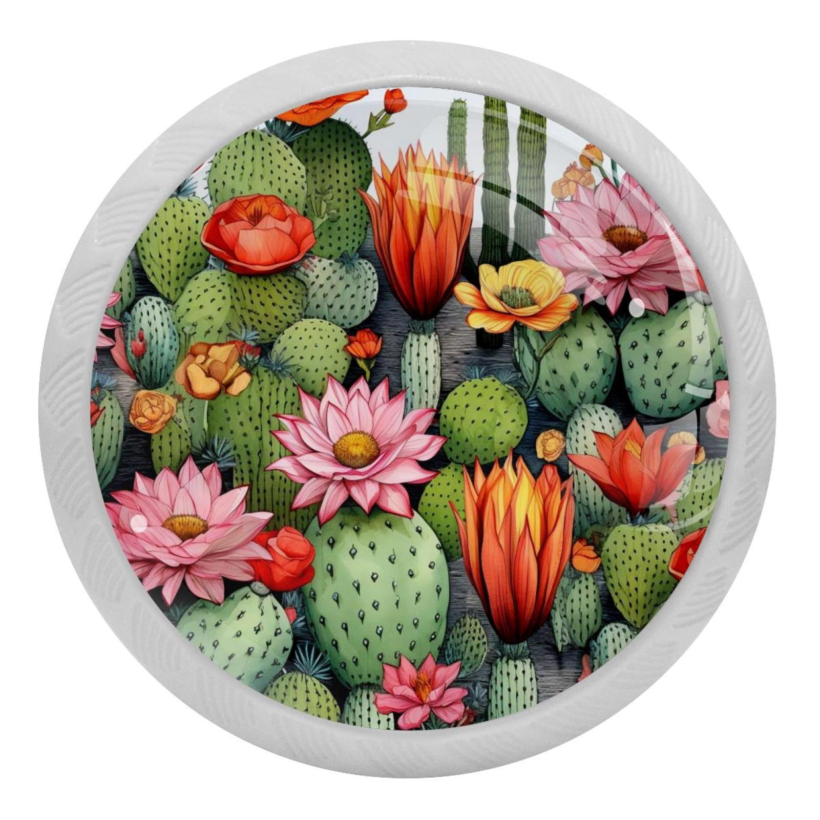 Cactus Fluorescent Drawer Pulls with Screws - Round 4-Pack, Glow-in-the ...