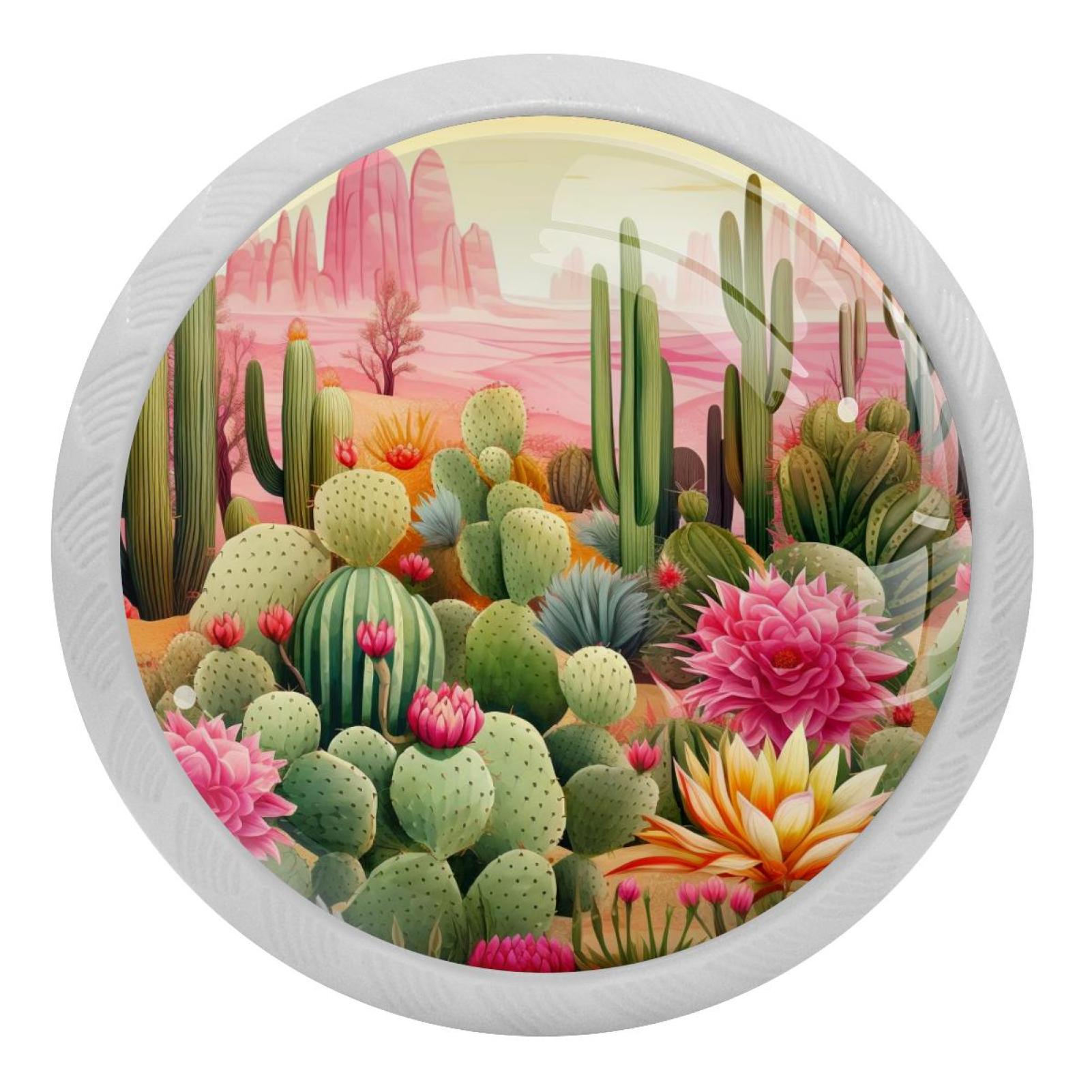 Cactus Fluorescent Drawer Pulls with Screws - Round 4-Pack, Glow-in-the ...