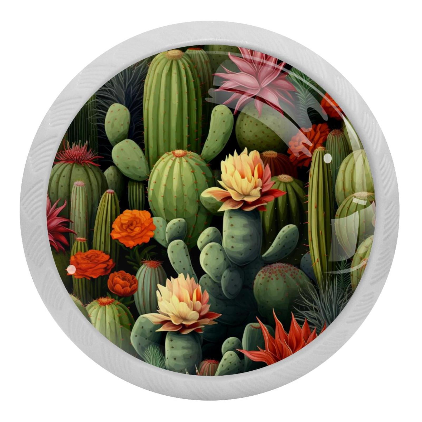 Cactus Fluorescent Glow-in-the-Dark Drawer Pulls: 4-Pack Round Knobs ...