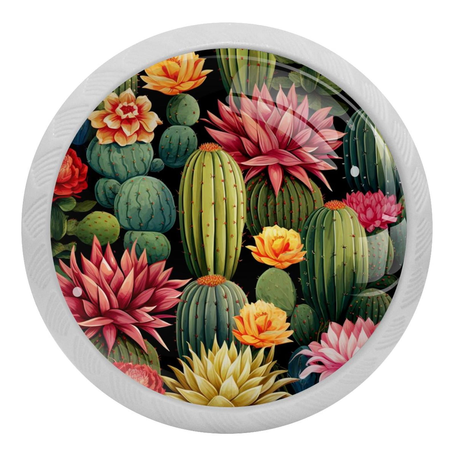 Cactus Fluorescent Glow-in-the-Dark Drawer Pulls: 4-Pack Round Knobs ...