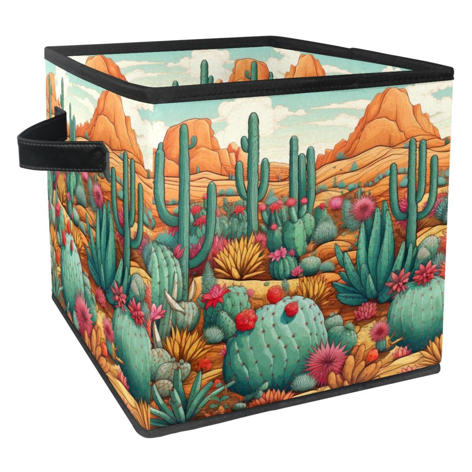 Cactus Foldable Toy Box Cube Organizer with Handle, 10.8"x10.5"x10.6 ...