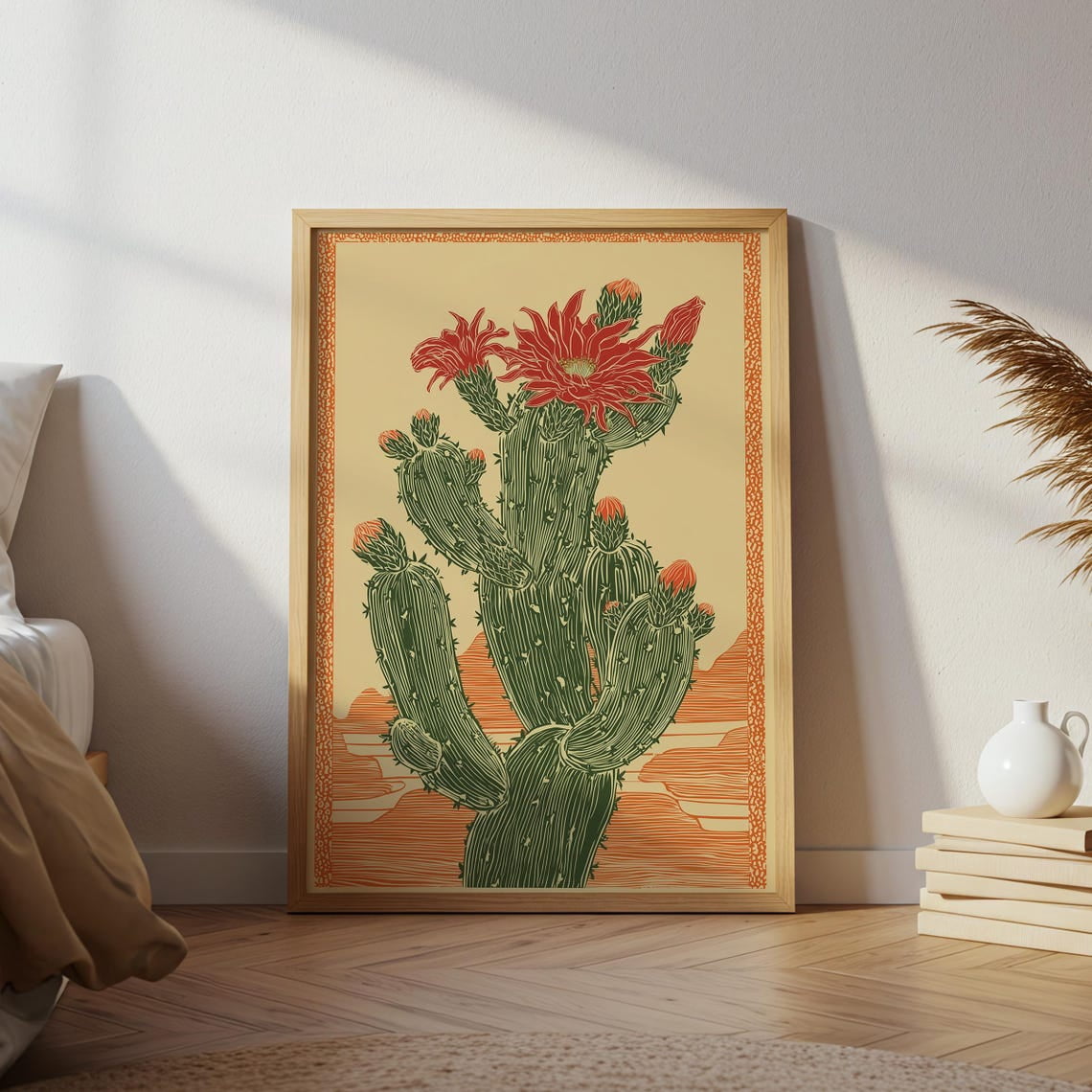 Cactus Folk Art Southwestern Botanical Wall Art, Unframed Paper Print ...