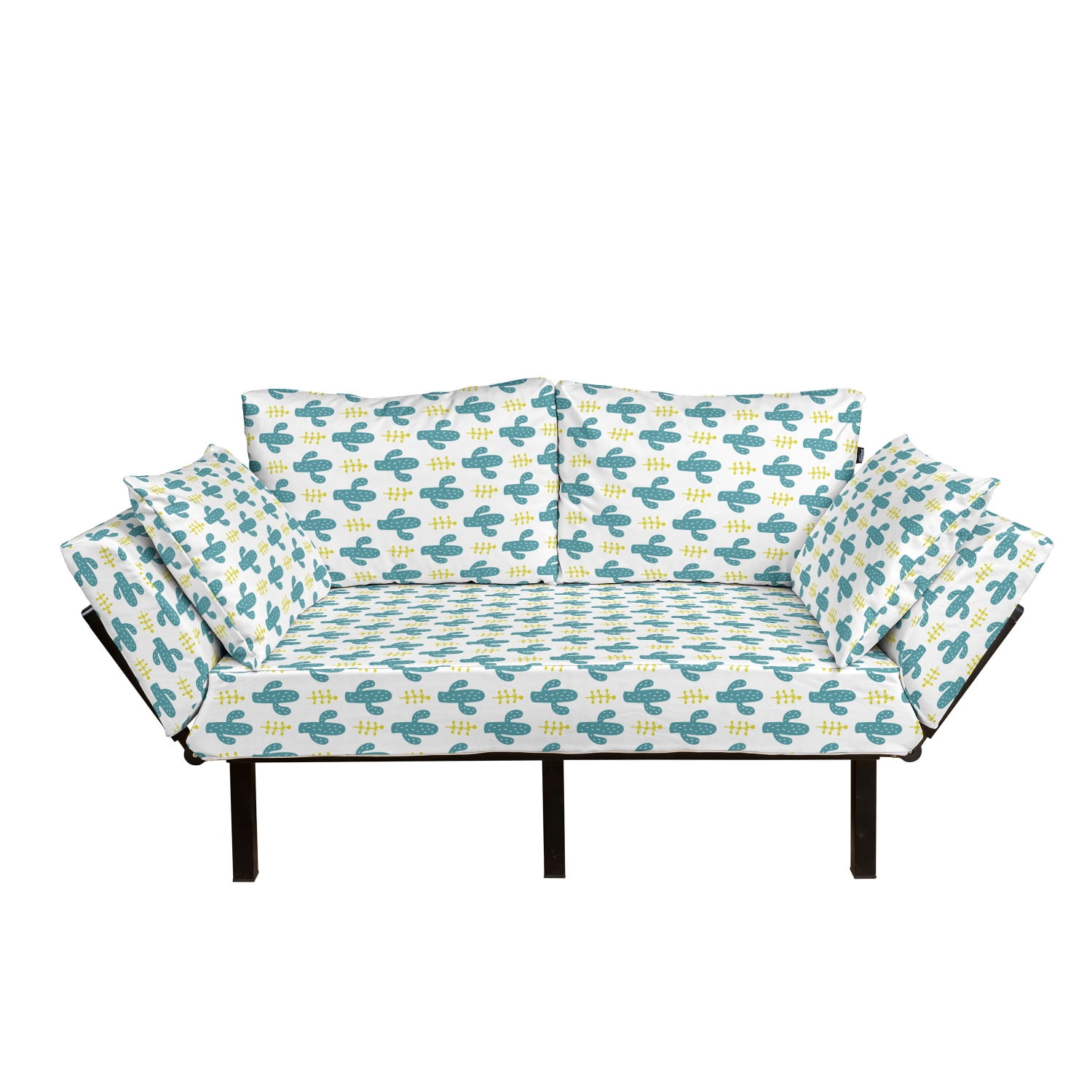 Cactus Futon Couch, Exotic Cacti and Plant Leaf Simplistic Pattern ...