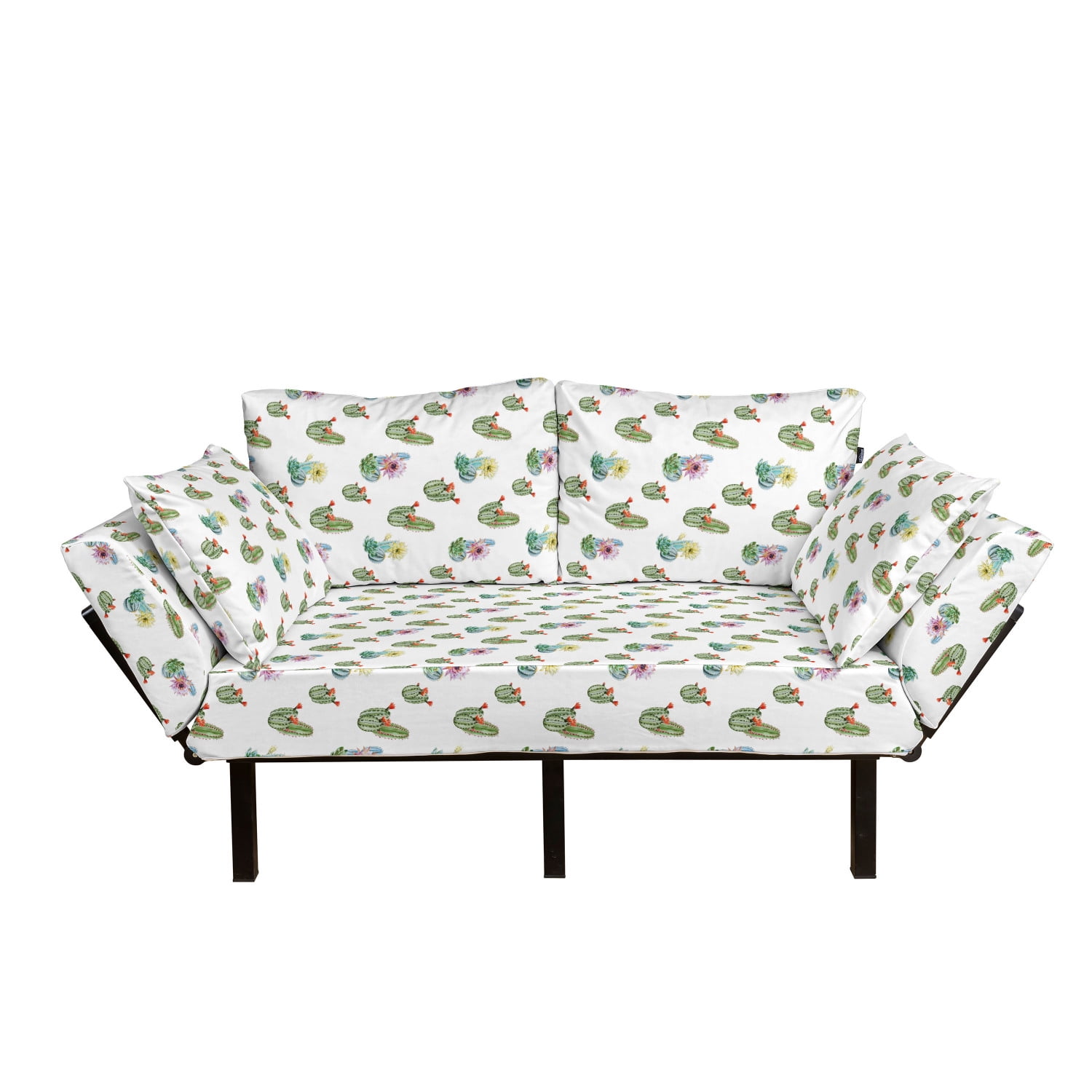 Cactus Futon Couch, Thorny Vintage Hawaiian Nature Flourishing ...