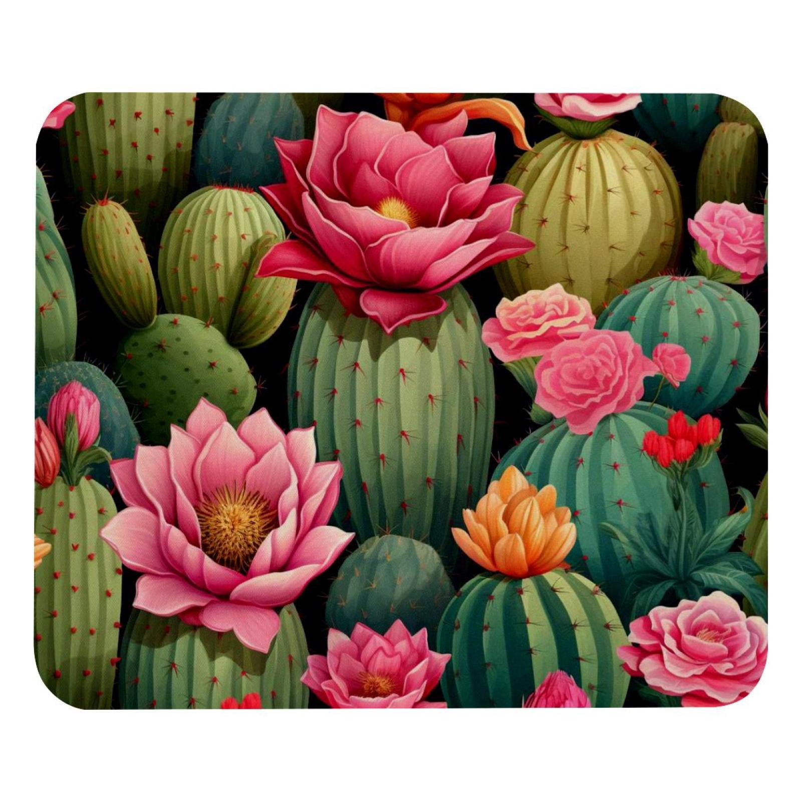 Cactus Gaming Mouse Pad, Desk Mat, Square 8.3x9.8 Inch Non-Slip Rubber ...