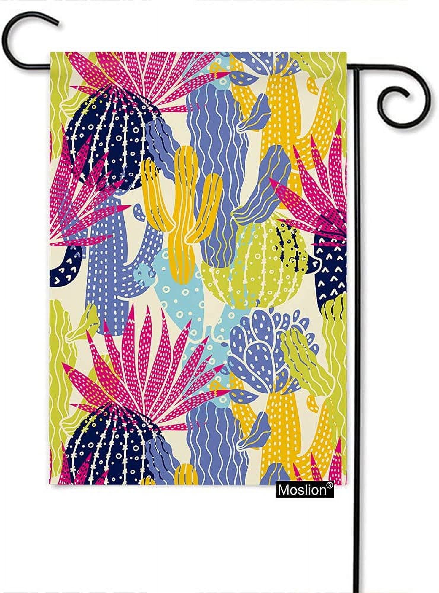 Cactus Garden Flag 12x18 Inch Nature Cartoon Colorful Cacti Botanical ...