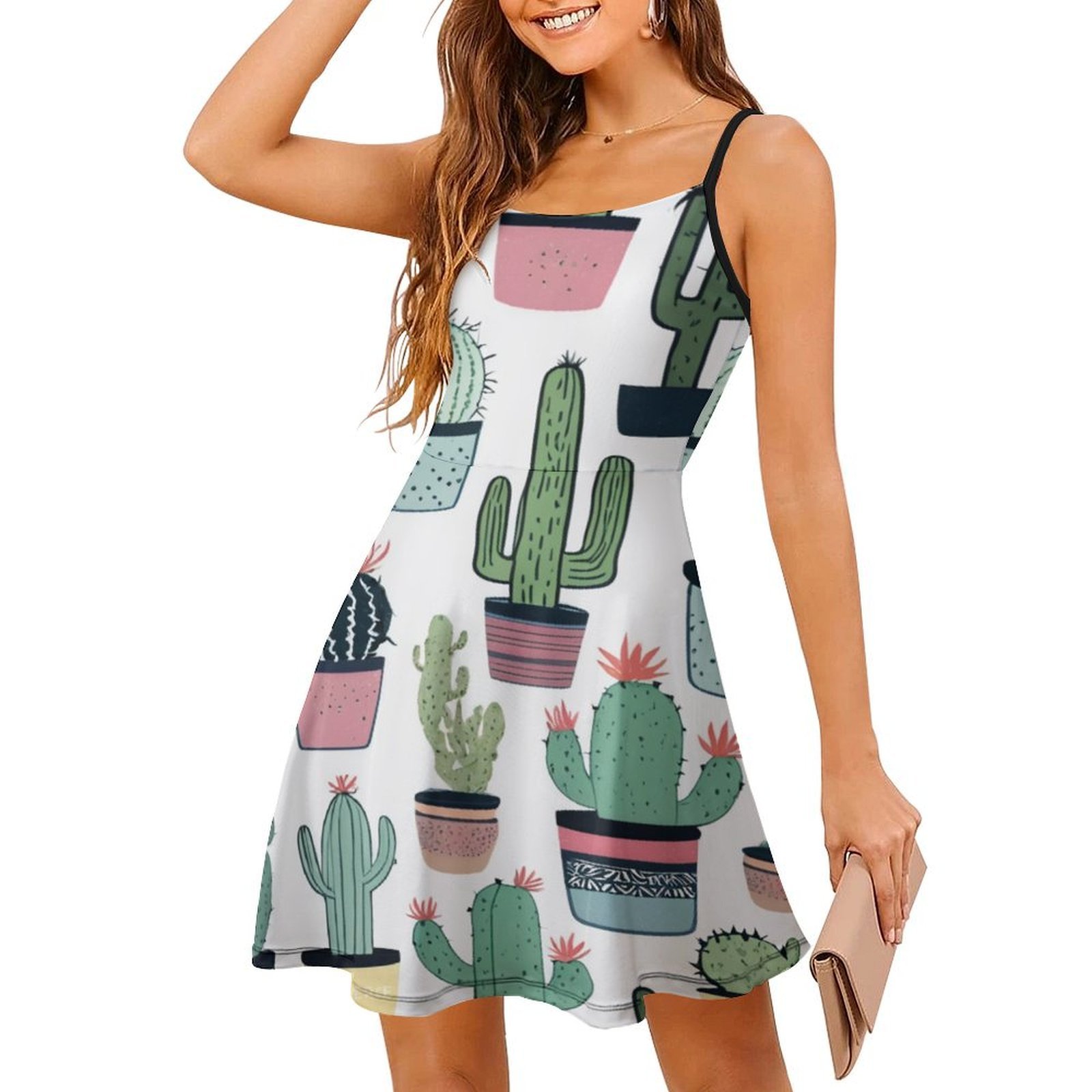 Cactus Garden Print Sleeveless Dresses Slip Dress Women's Dresses ...