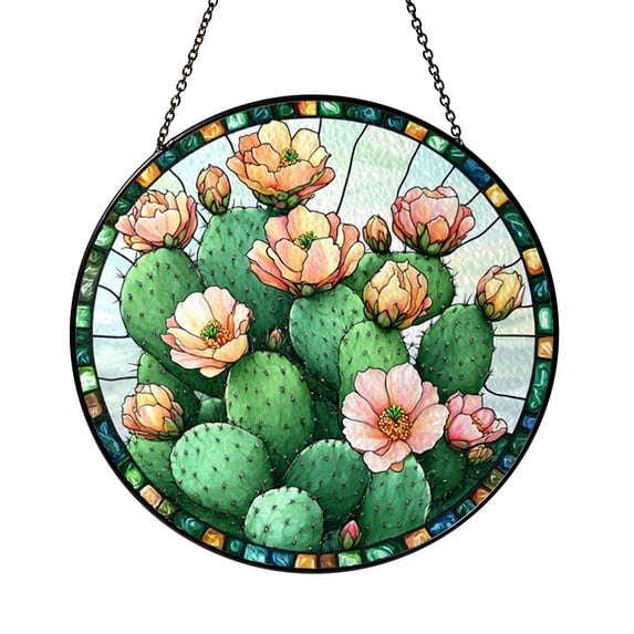 Cactus Garden Stained Glass Style Window Suncatcher - Walmart.com