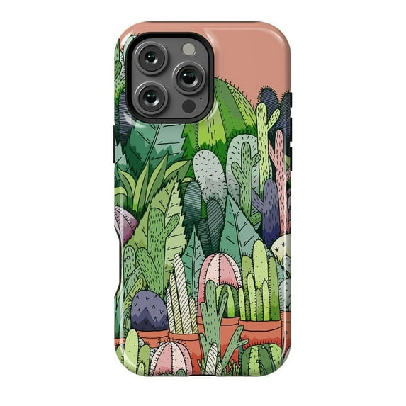 Cactus Garden Themed Design Tough Case for iPhone 11 to 17 Series ...