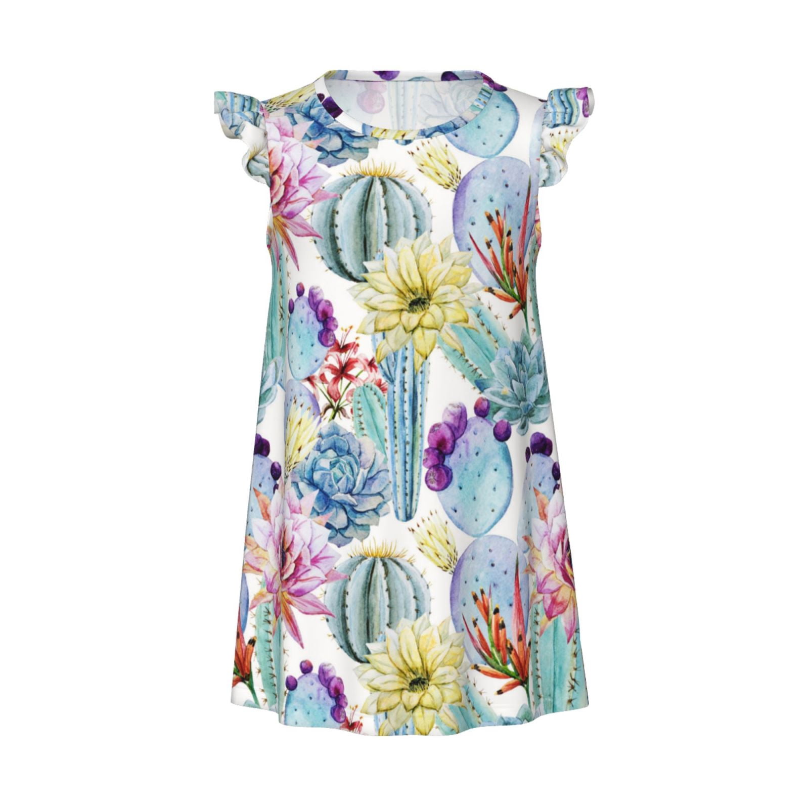 Cactus Girls Nightgowns, Pajamas for Girls, Soft Flutter Short Sleeves ...