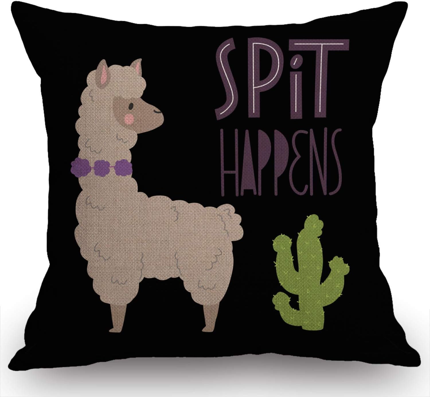 Cactus Hand Drawn Cartoon Pillow Cover with Lettering Quote Spit Throw ...