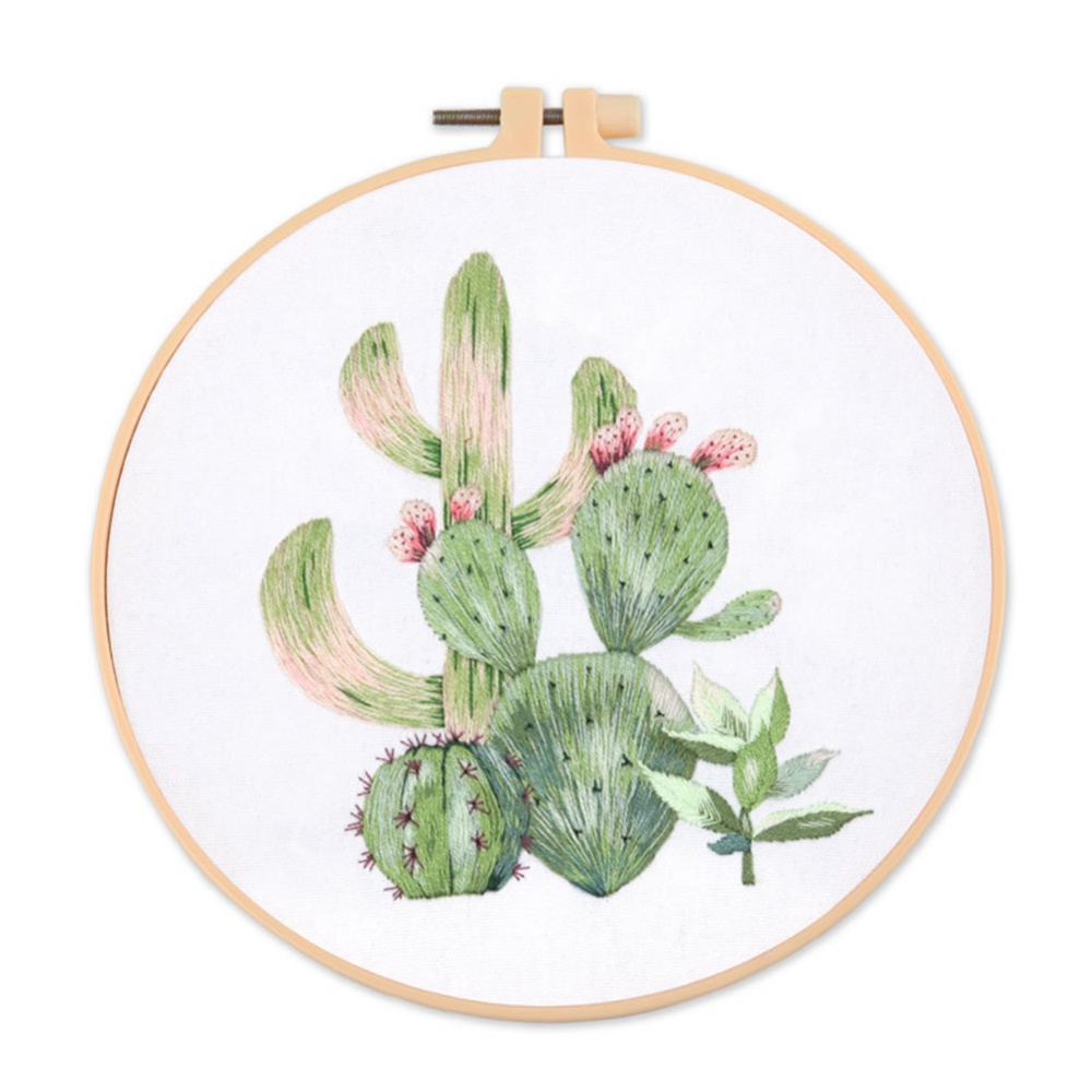 Cactus Hand Embroidery DIY Starter Kit Decorative Hanging Painting with ...