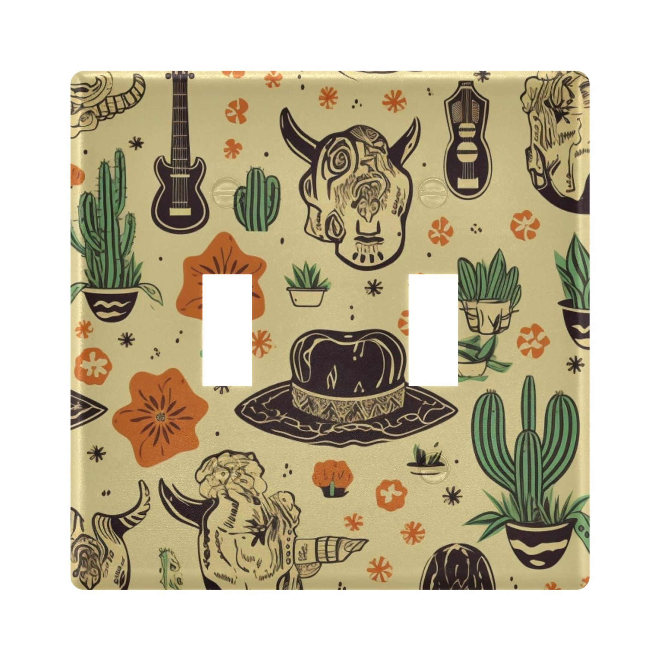 Cactus Hat Guitar Stone Light Switch Plate Covers 2 Gang Wall Plate ...