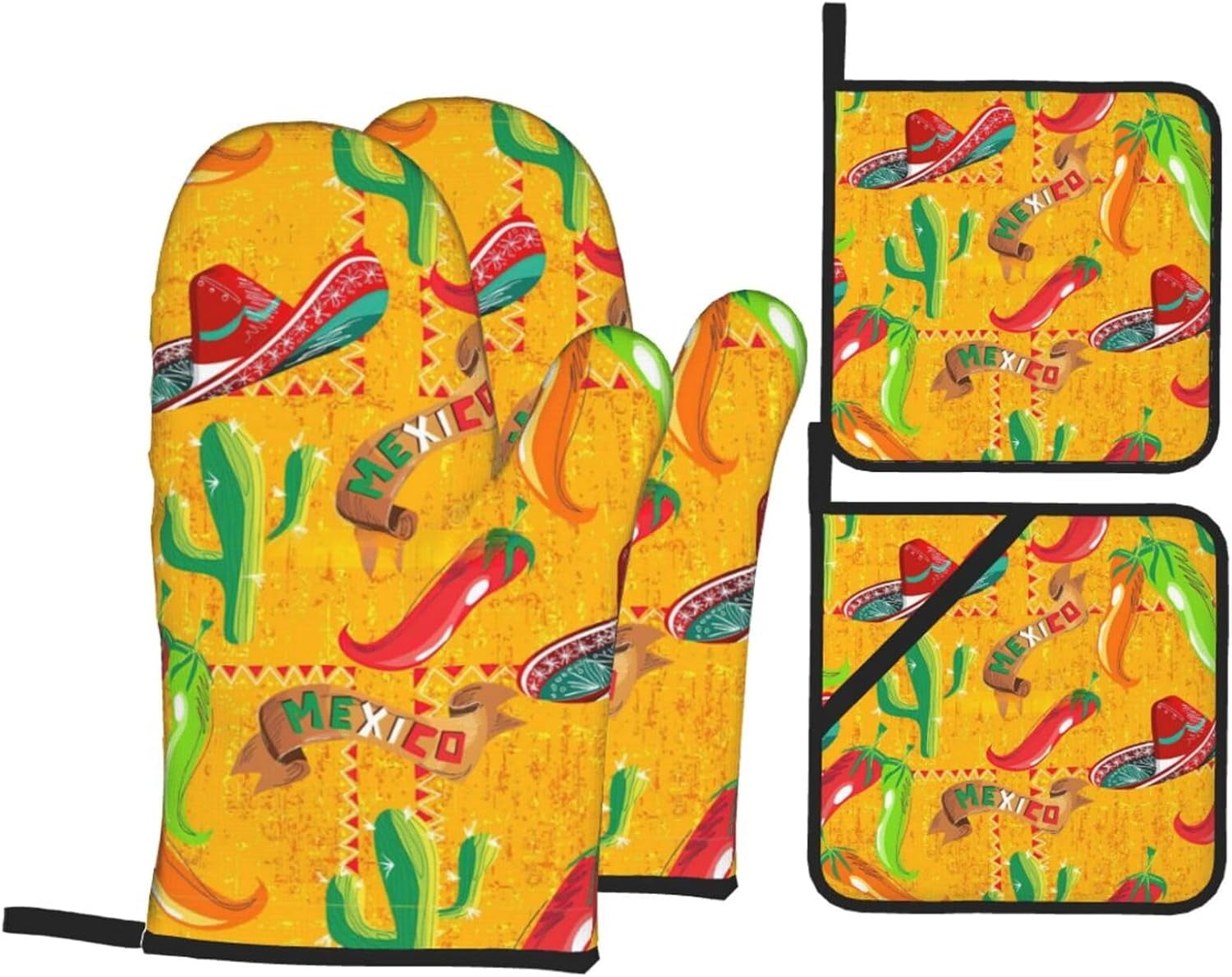 Cactus Hat and Chili Pepper Heat Resistant and Heat-Insulating Gloves ...
