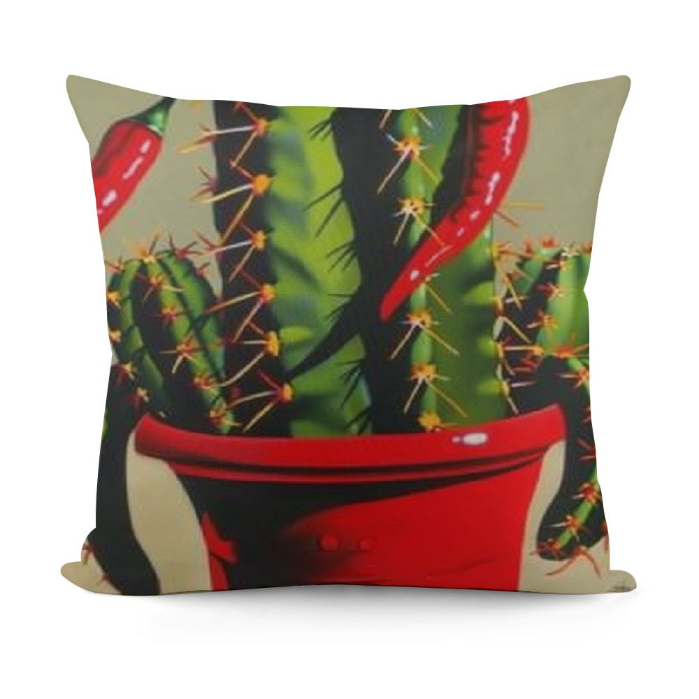 Cactus Hat and Chili Pepper Square Throw Pillows,Ideal for Sofas,Car ...