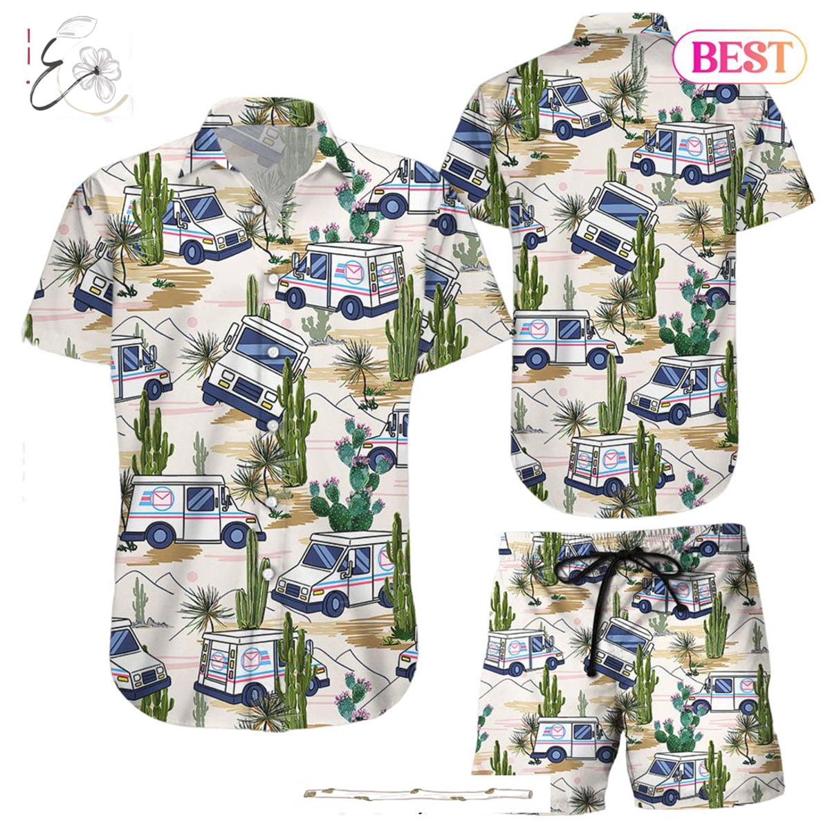 Cactus Hawaiian Shirt Postal Worker Trucks Desert Hawaii Shirt Good ...