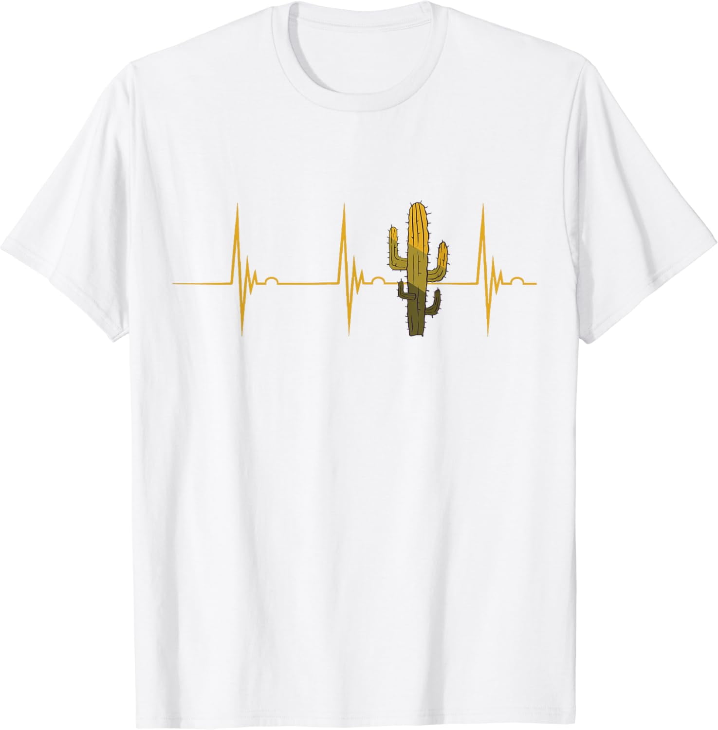Cactus Heartbeat ECG Pulse Cacti Lovers Succulent Plant T-Shirt ...