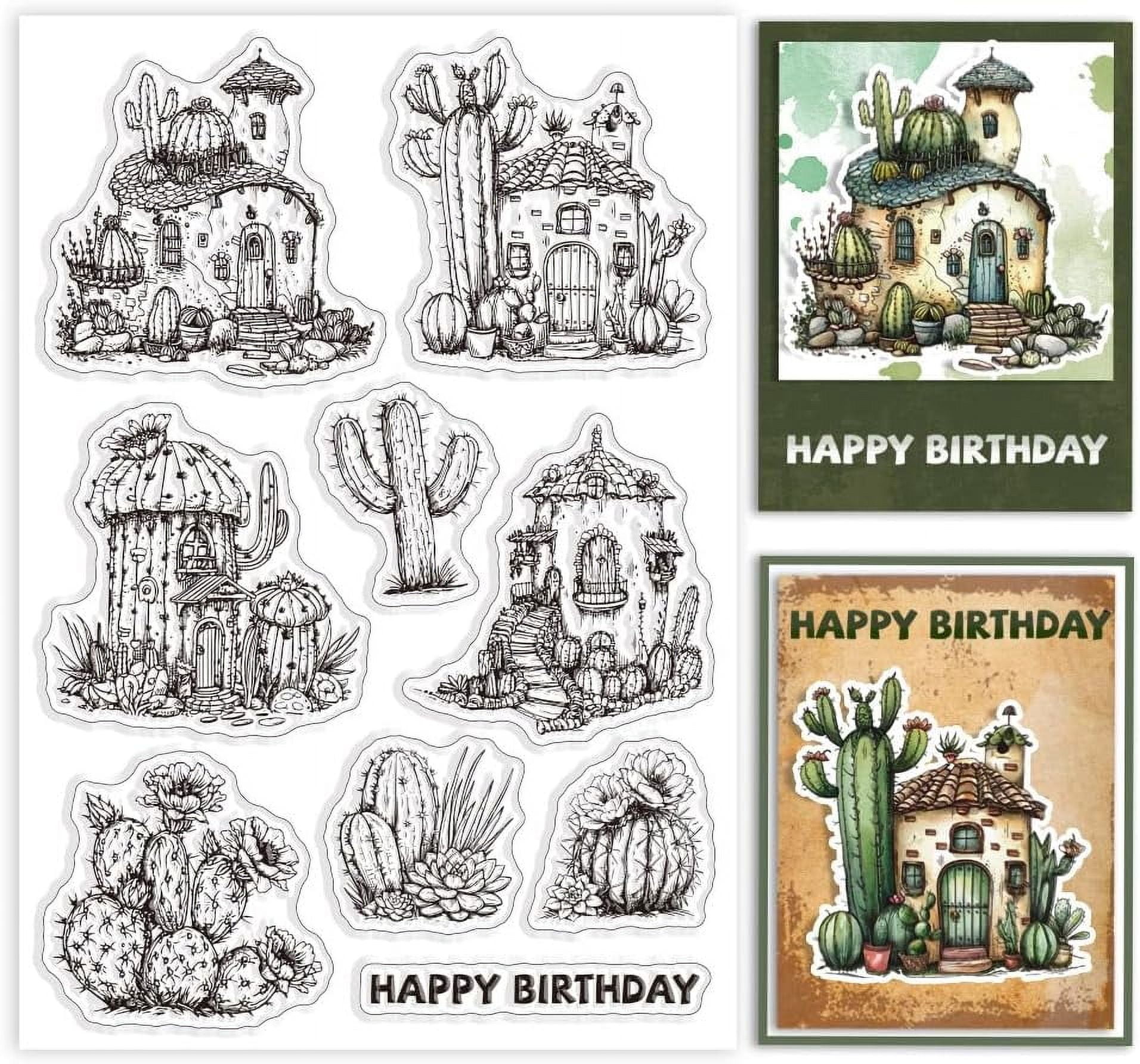 Cactus House Clear Stamps for Cards Making Succulent Cactus Clear Stamp ...