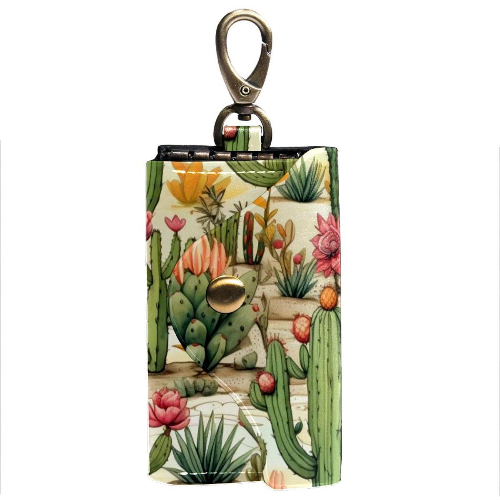 Cactus Key Wallet Holder Case Key Pouch ID Card Wallet with 6 Hooks and ...