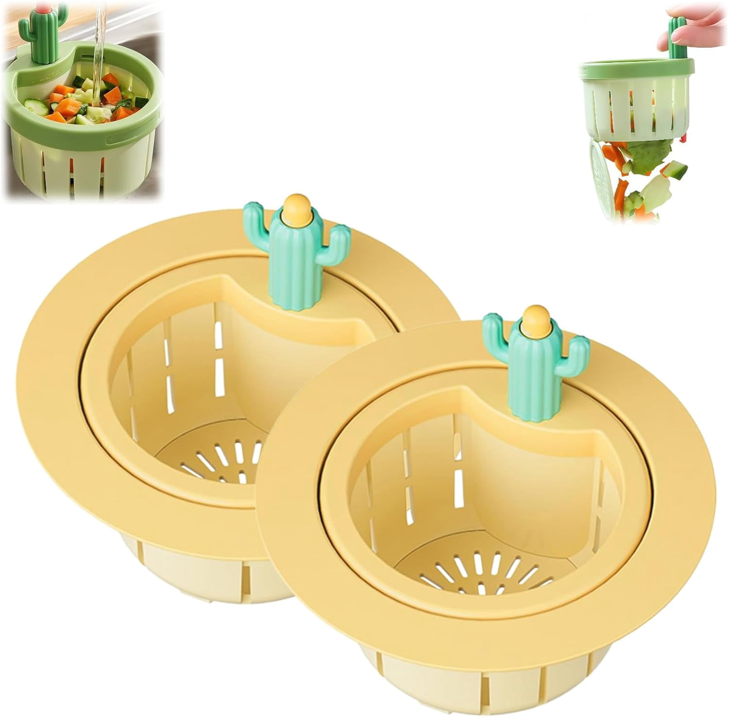 Cactus Kitchen Sink Drain Strainer, 2026 Upgrade Press to Dump Basket ...