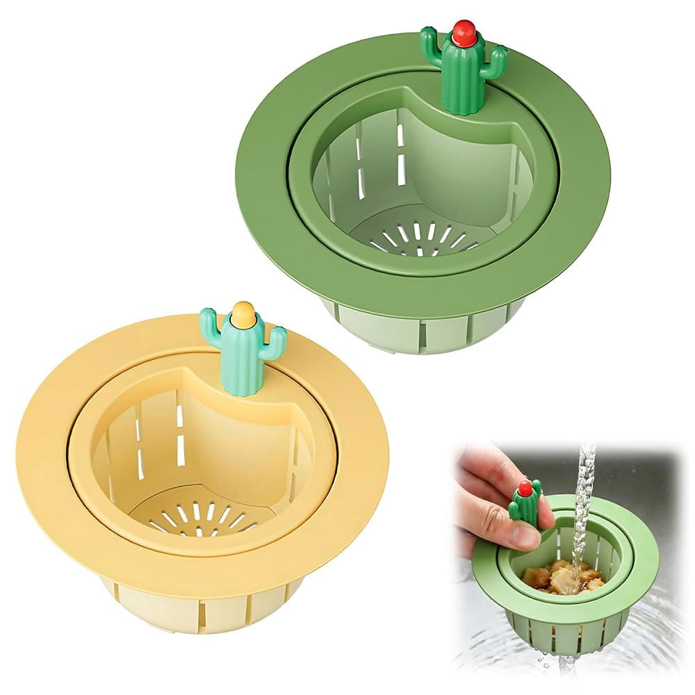 Cactus Kitchen Sink Drain Strainer Basket, Press to Dump Food Waste ...