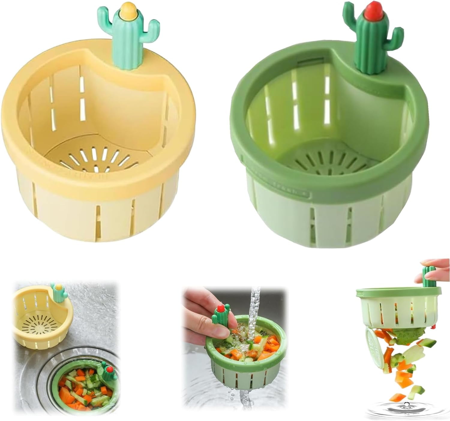 Cactus Kitchen Sink Drain Strainer, Press Automatic Dumping Basket ...