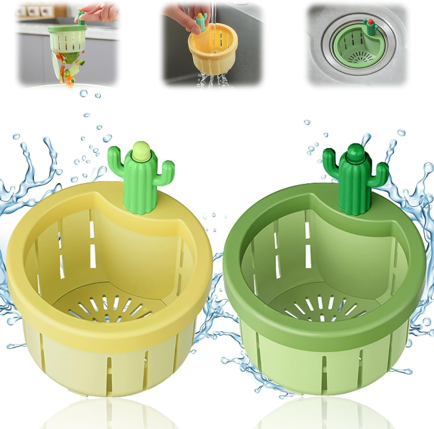 Cactus Kitchen Sink Drain Strainer,Press Automatic Dumping Basket ...