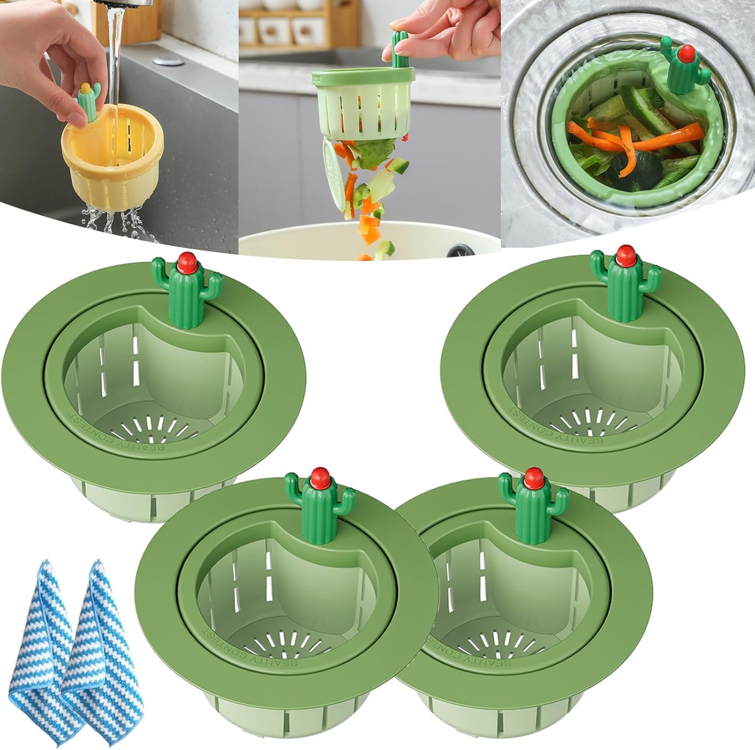 Cactus Kitchen Sink Drain Strainer, Press Automatic Dumping Basket ...