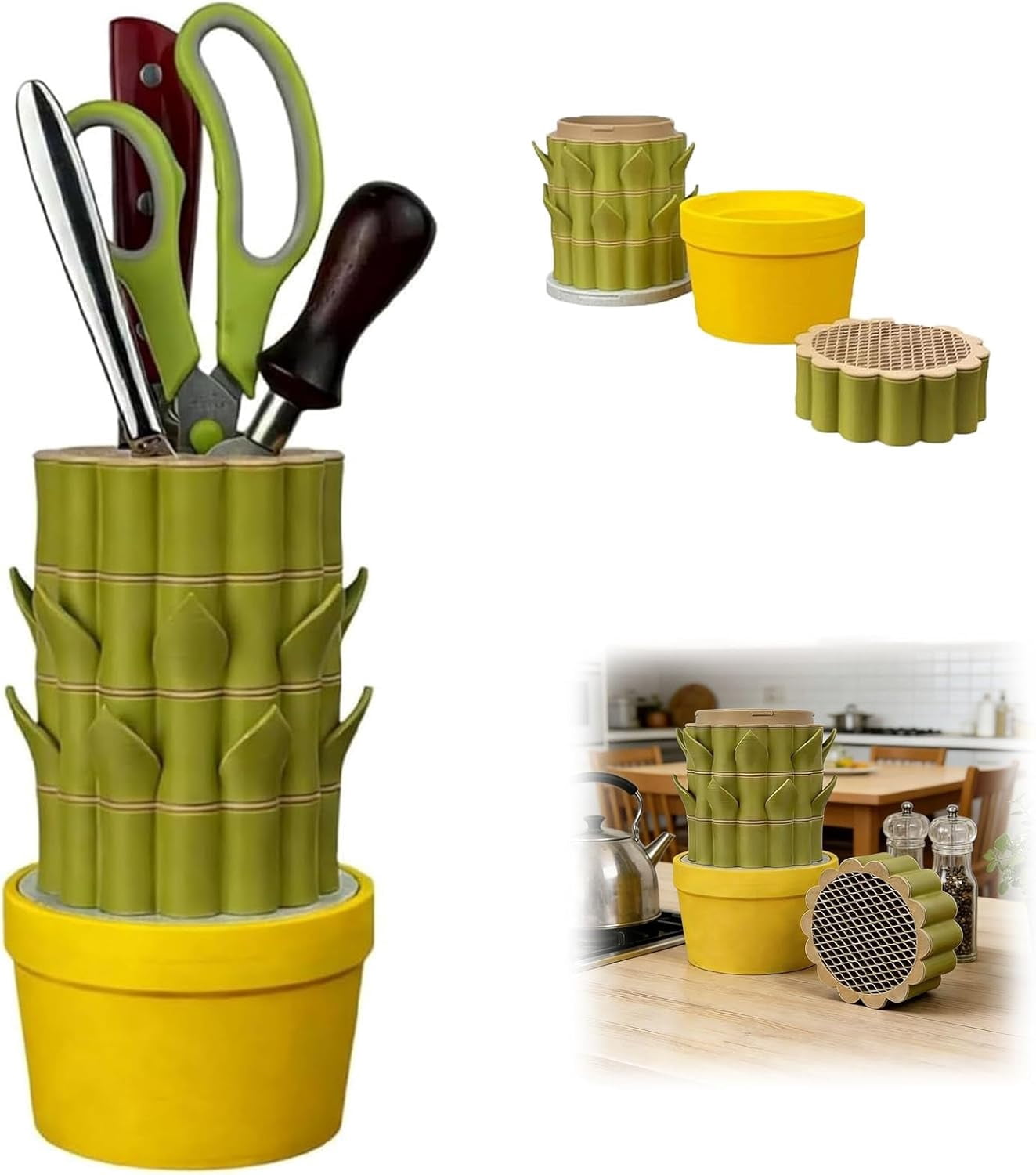 Cactus Knife Holder for Countertop, Decorative Kitchen Knife Stand with ...