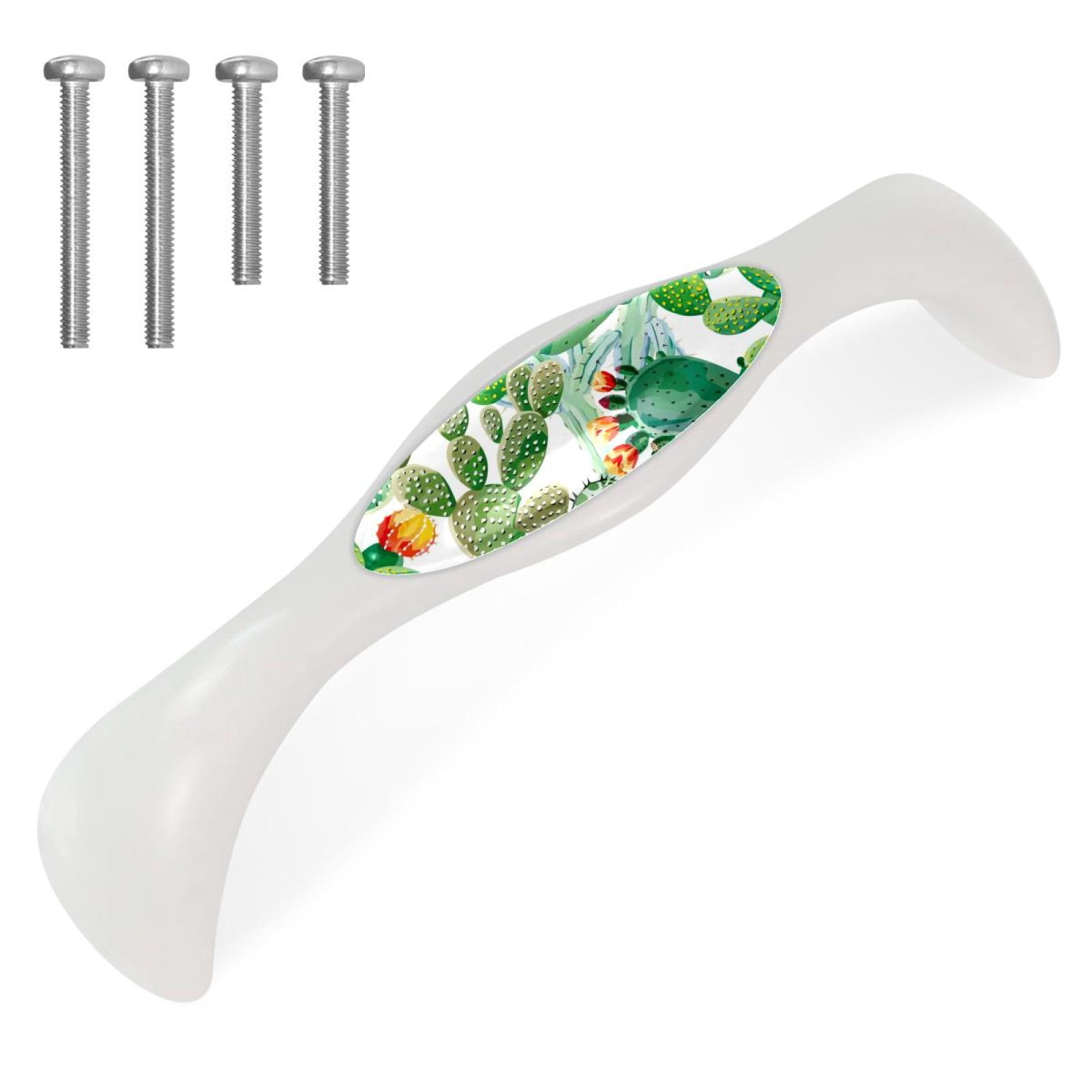 Cactus Knob 4 Pack Arched Drawer Pulls Crystal Glass White Knobs with ...