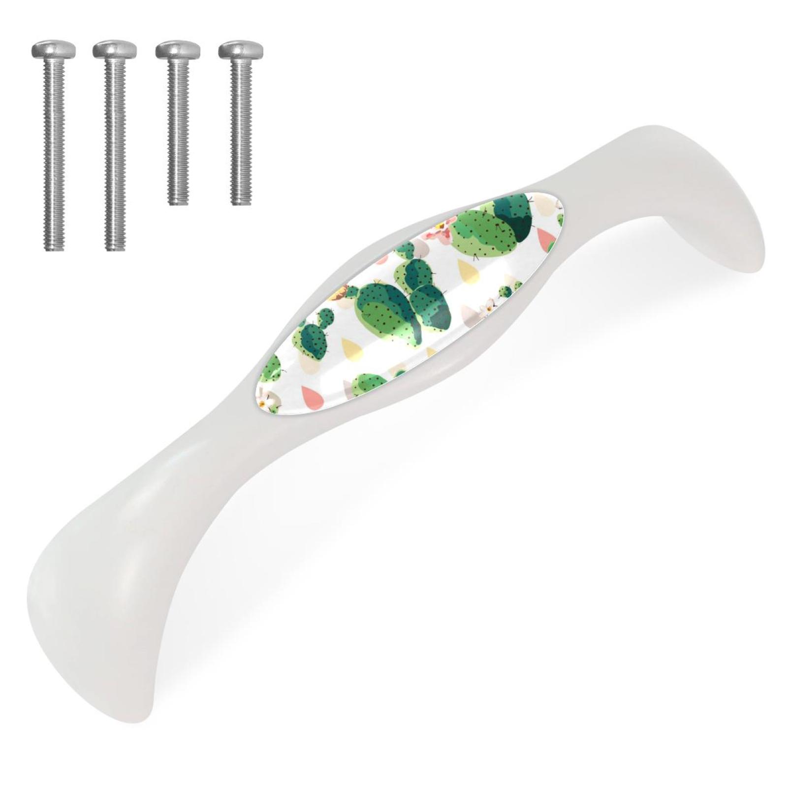 Cactus Knob 4 Pack Arched Drawer Pulls Crystal Glass White Knobs with ...