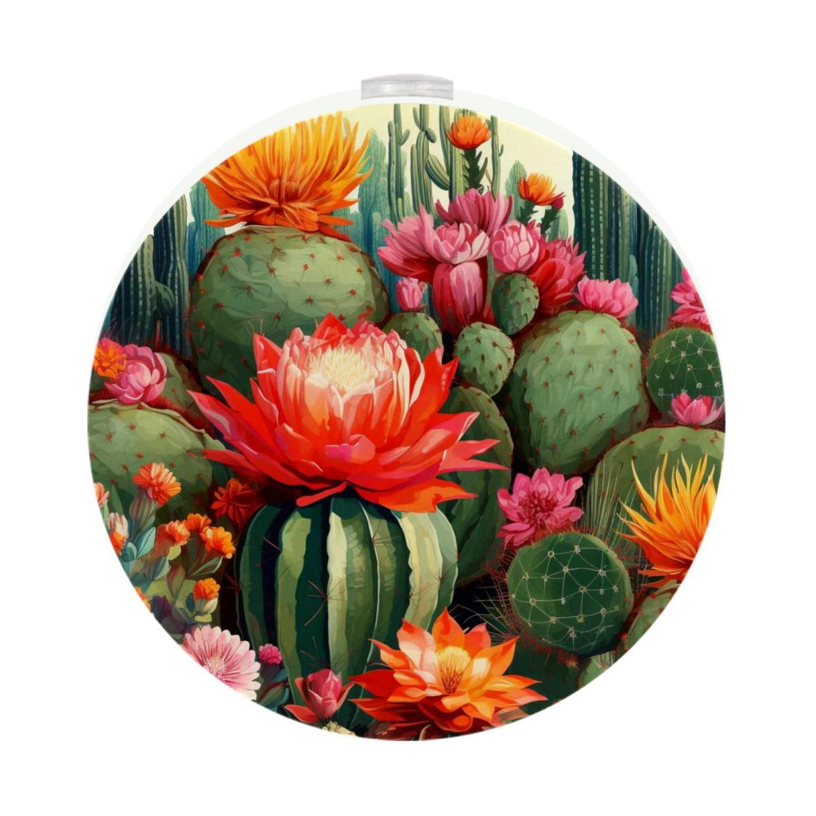 Cactus LED Round Night Light-2PCS, Energy-Efficient Plug-in Ambient ...