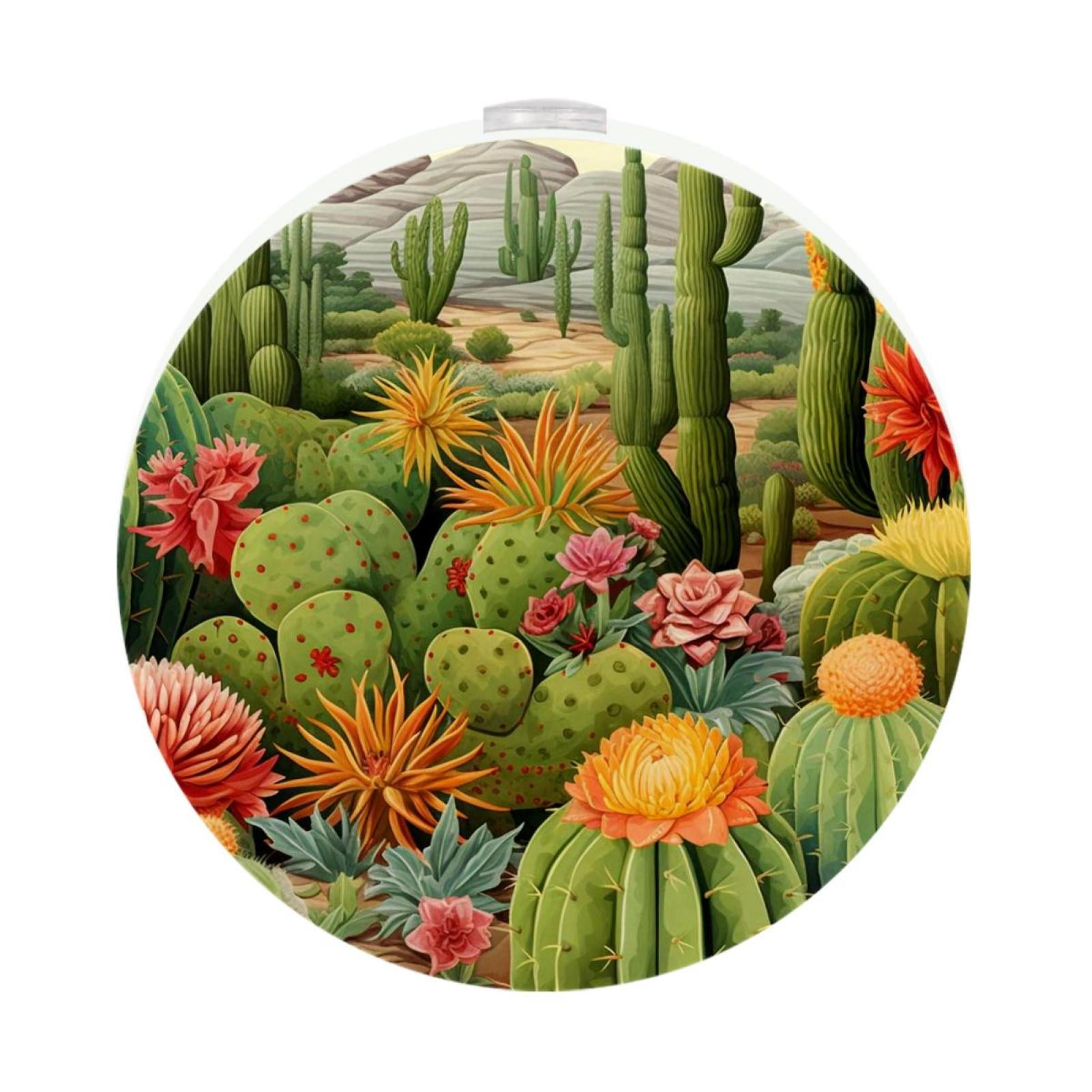 Cactus LED Round Night Light-2PCS, Energy Efficient Plug-in Bedroom ...
