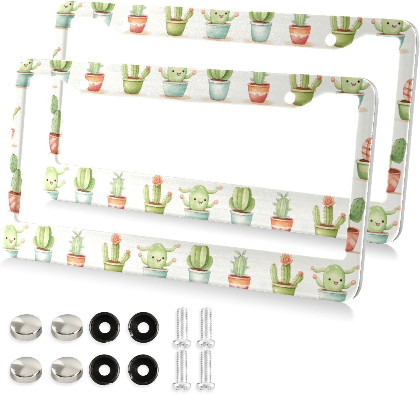 Cactus License Plate Frame - 2 Pack Universal Stainless Steel License ...