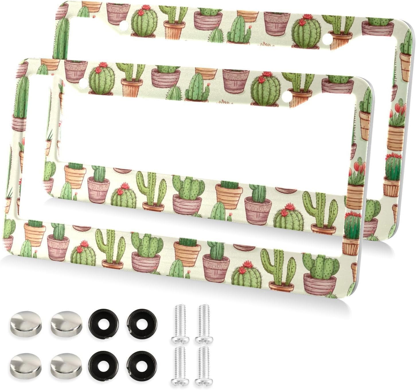 Cactus License Plate Frame - 2 Pack Universal Stainless Steel License ...