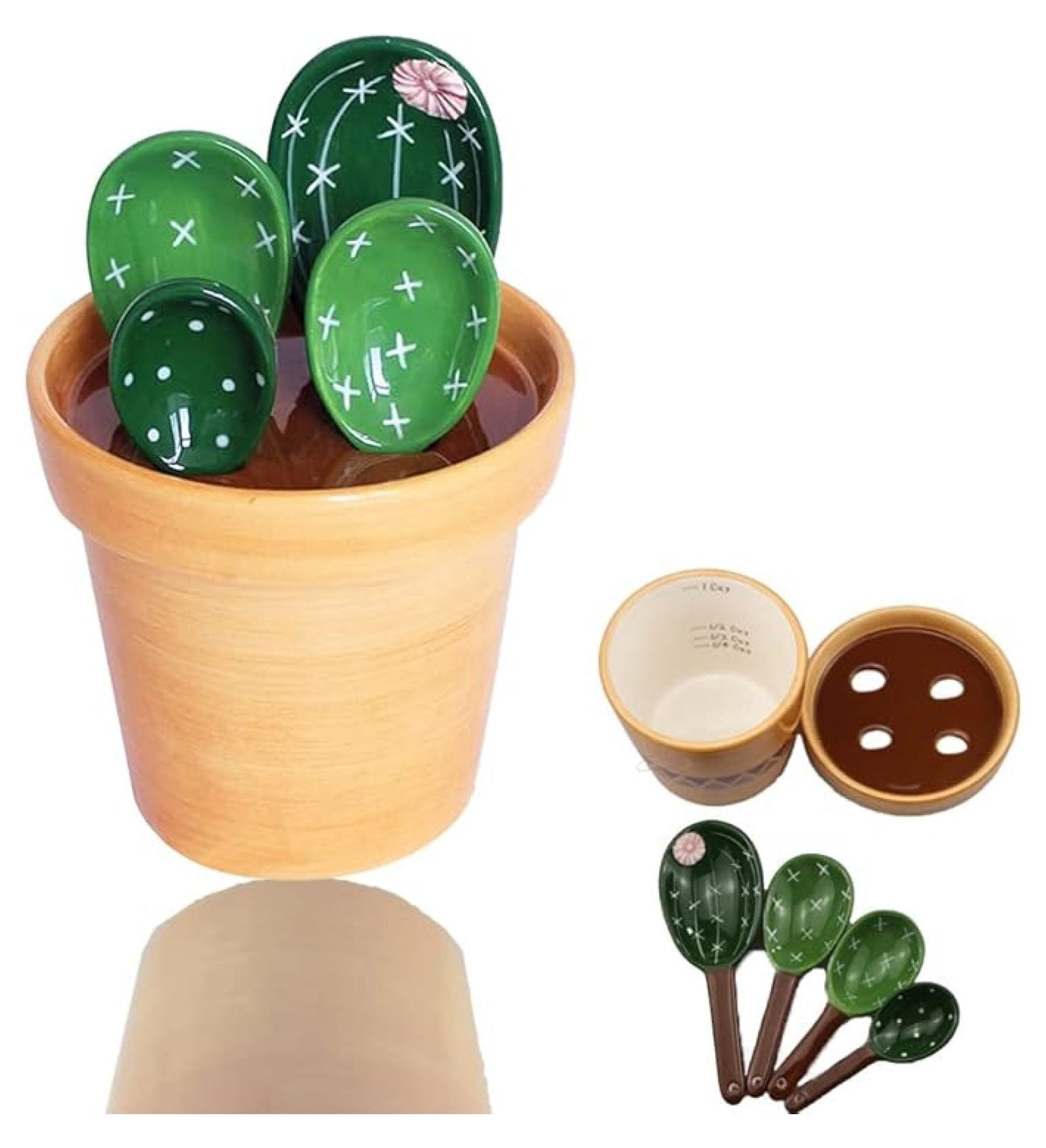 Cactus Measuring Spoons Set in Pot, Measuring Spoons Set with Base ...