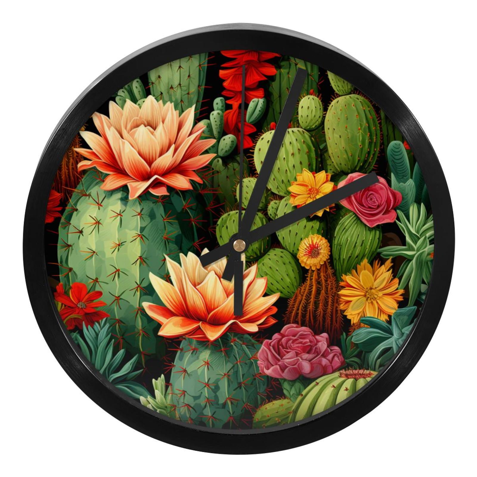 Cactus Modern Wall Clock, 9.8 Inches, Silent Non-Ticking Round Digital ...
