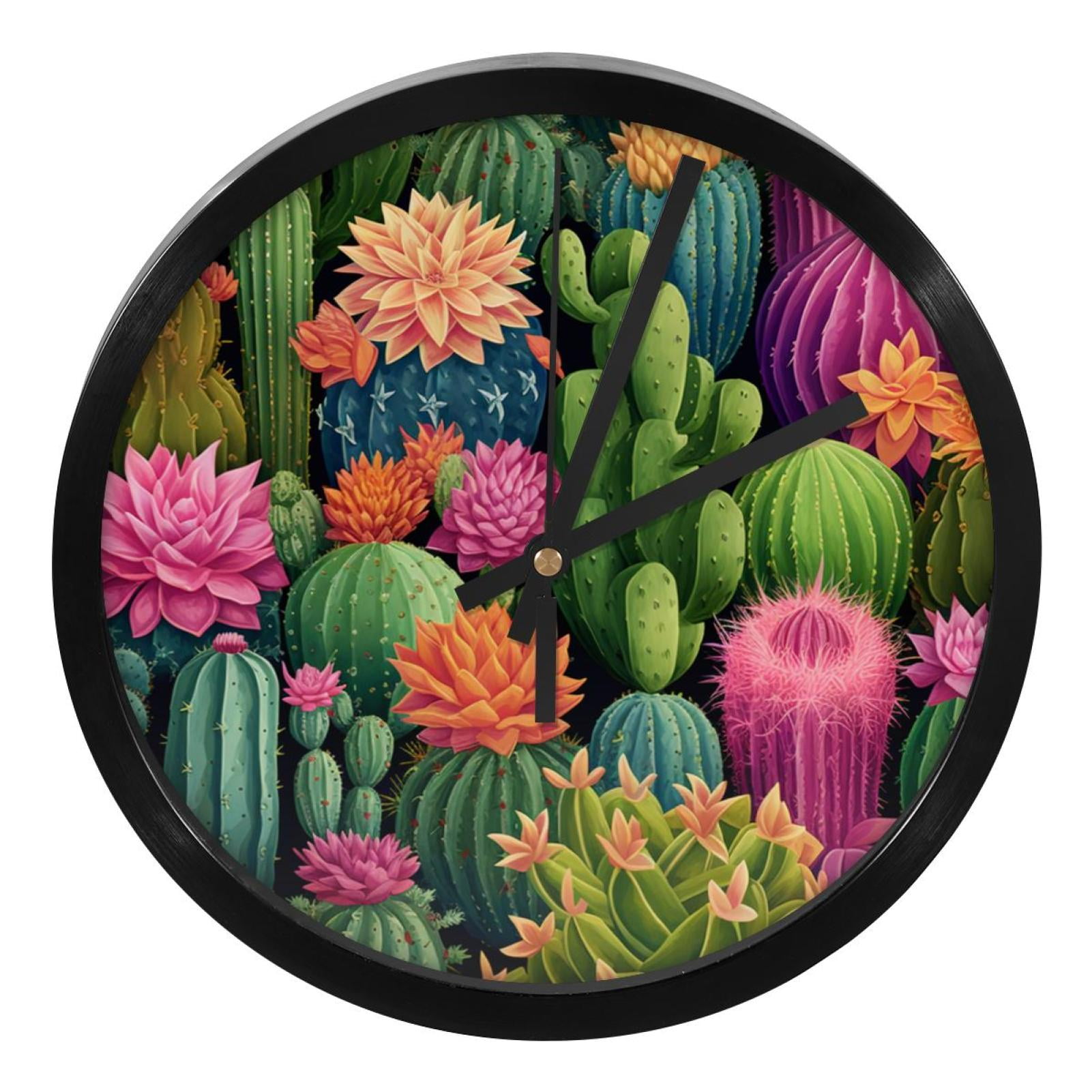Cactus Modern Wall Clock, 9.8 Inches, Silent Non-Ticking Round Digital ...