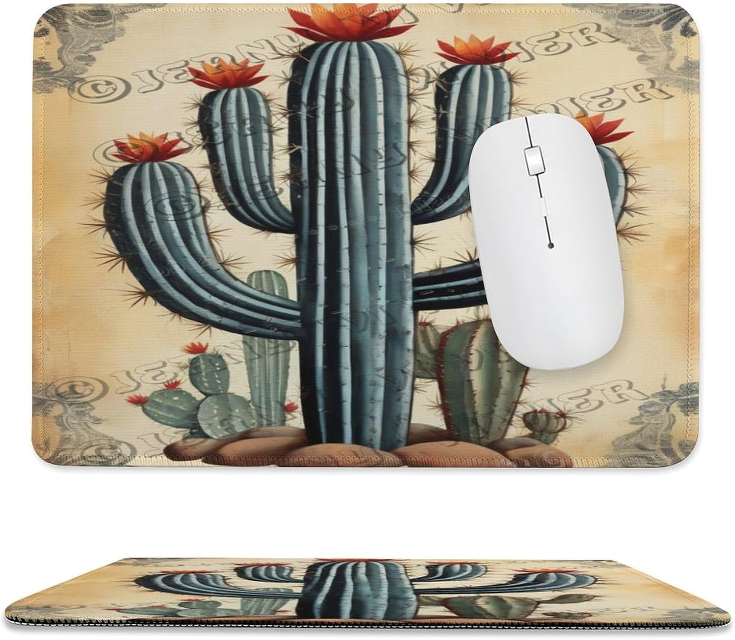 Cactus Mouse Pad 8x10 in, Stitched Edges Desk Mousepad, Smooth Surface ...