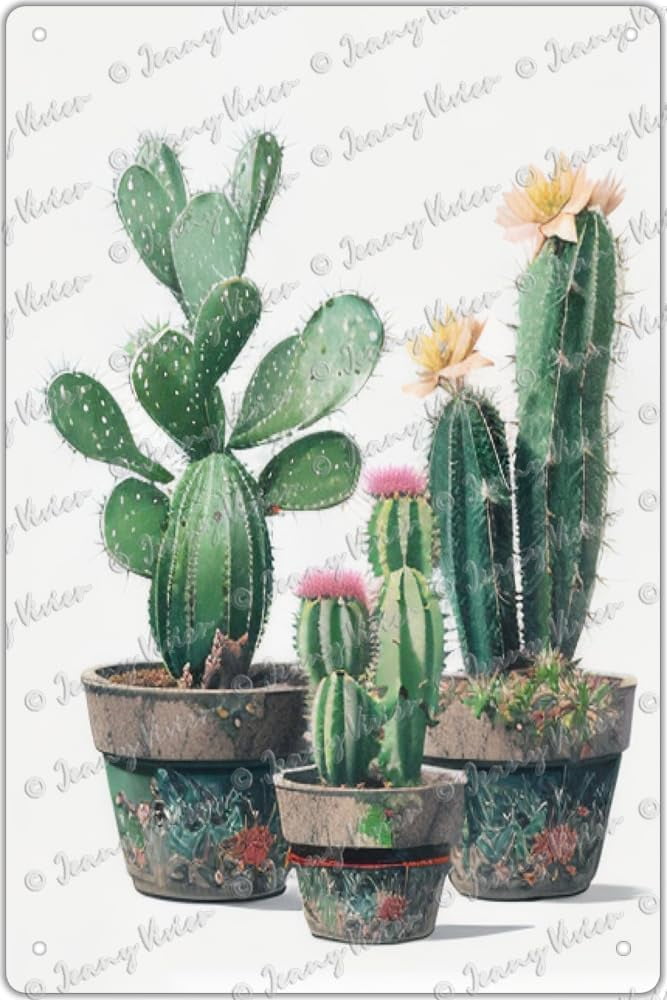 Cactus Natural Themed Novelty Tin Sign, Plant Modern Metal Wall Art ...