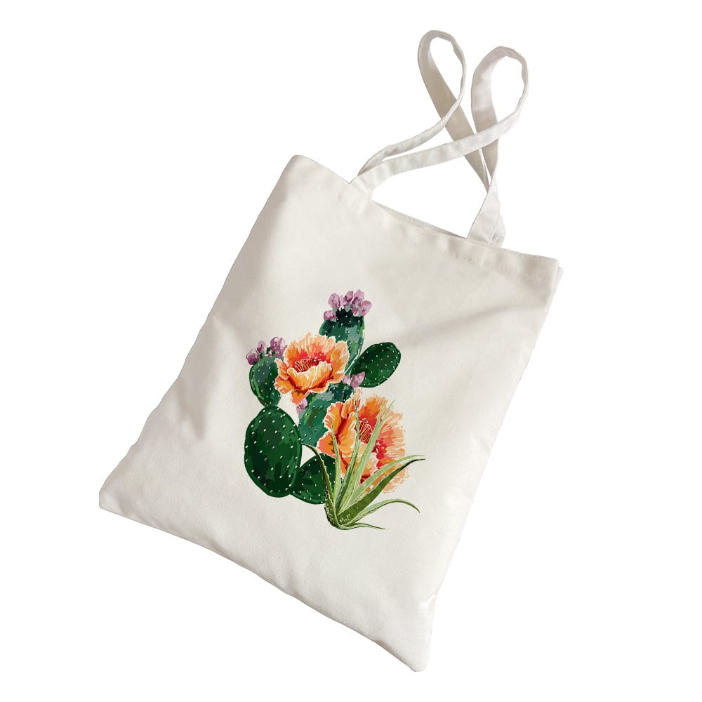 Cactus Nature Tote Bag With Design Pattern Printed Machine Washable ...